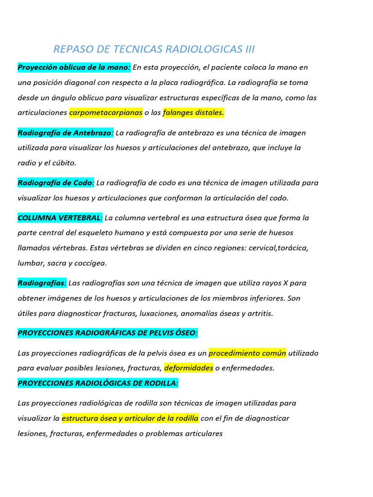 Tecnicas Radiologicas Iii | PDF