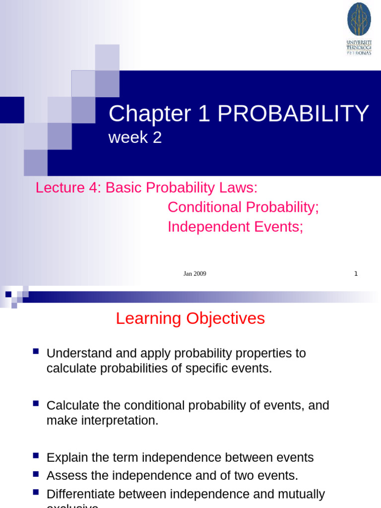 Chapter 1 Student Probability 4 2009 | PDF
