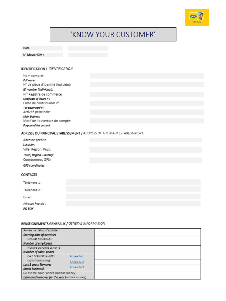 Know Your Customer-KYC Form | PDF