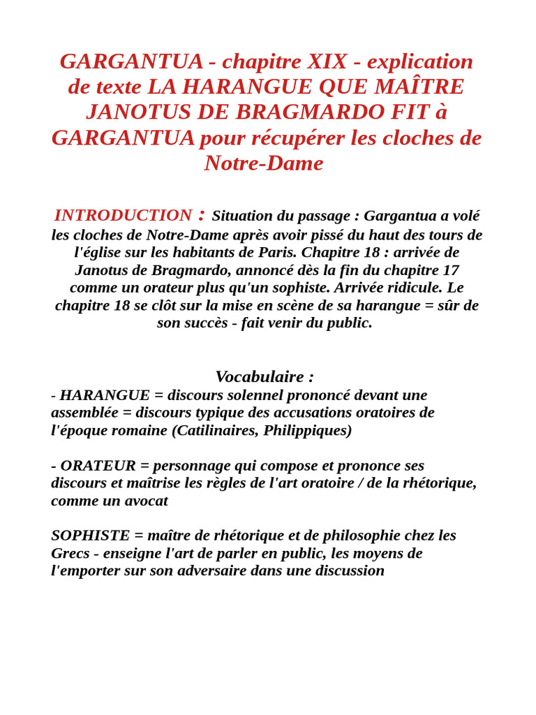 La Harangue de Maitre Janotus | PDF