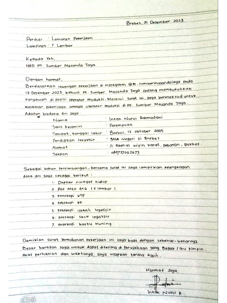 Intan Nurul Operator Produksi | PDF