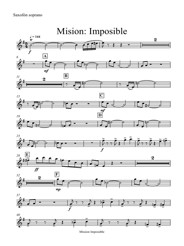Mision Imposible - Saxofón Soprano | PDF