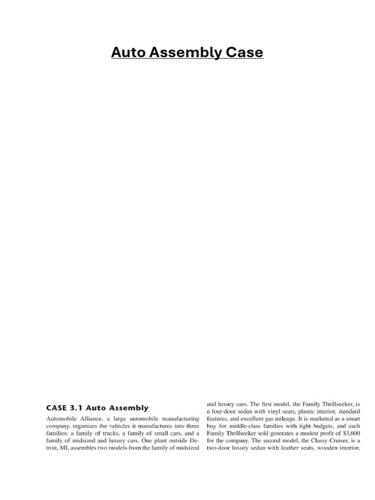 Auto Assembly Case Study | PDF