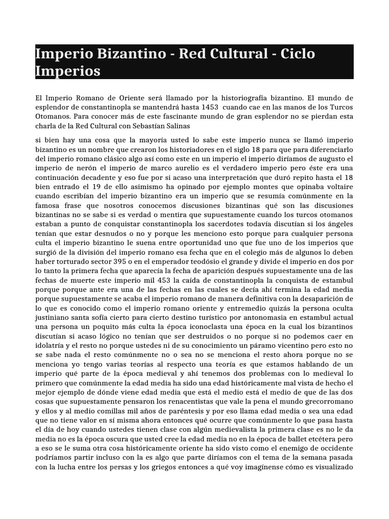 Imperio Bizantino - Red Cultural - Ciclo Imperios | PDF