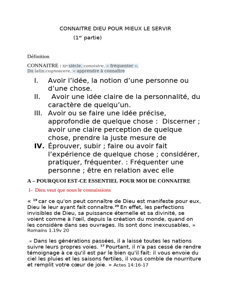 Connaitre Dieu Pour Mieux Le Servir | PDF