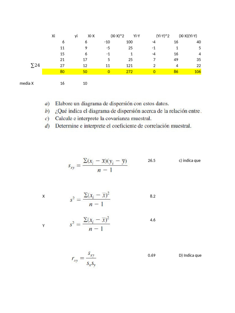 Covarianza Ejercicio 46 | PDF