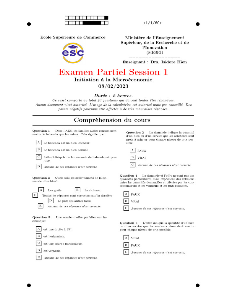 Devoir1 MicroEco SEG-1 | PDF