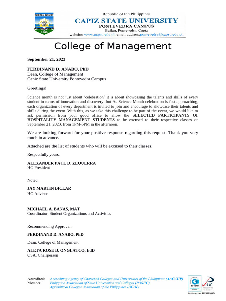 EXCUSE-LETTER 2 | PDF