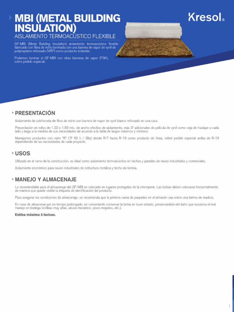 GF Mbi Metal Building Insulation 1 | PDF