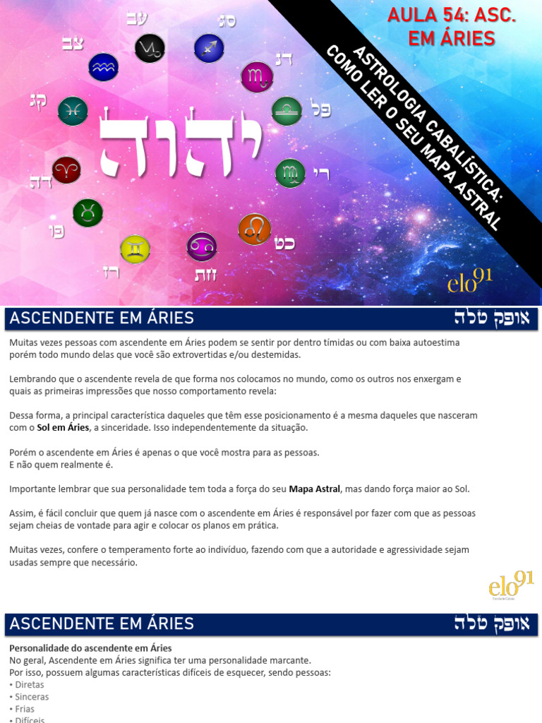 Astrologia Cabalistica Aula 54 Ascendente em Áries | PDF