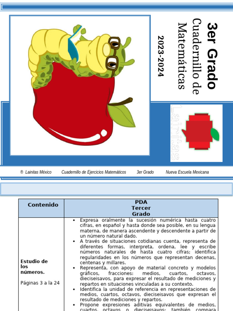 Cuadernillo Matemáticas 3er Grado 2023-2024 | PDF | Matemáticas ...