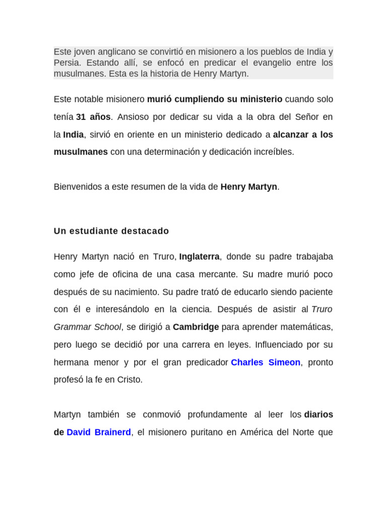 Biografia Enrique Martyn | PDF