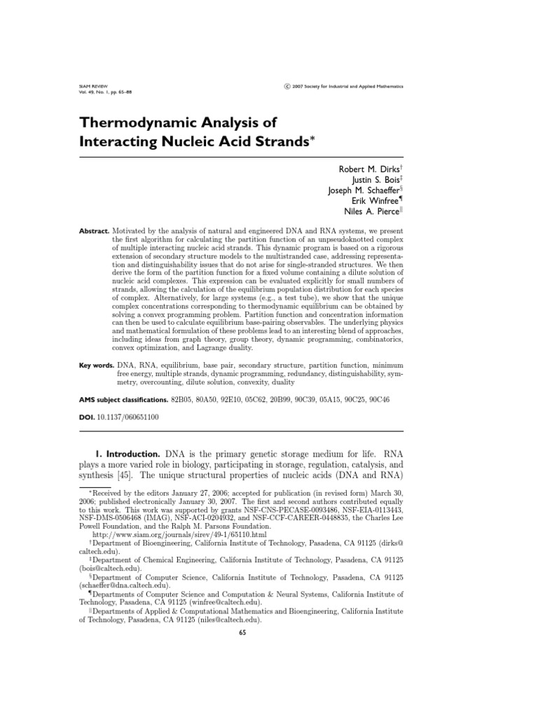 Robert M. Dirks, Justin S. Bois, Joseph M. Schaeffer, Erik Winfree and ...