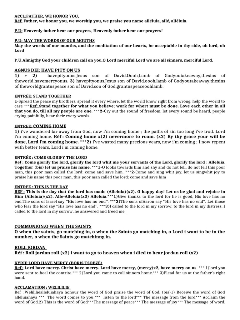 Chants en Anglais | PDF