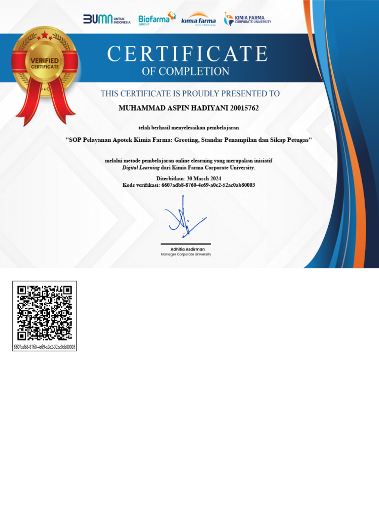 SOP Pelayanan Apotek Kimia Farma Greeting, Standar Penampilan Dan Sikap Petugas-E Certificate ...