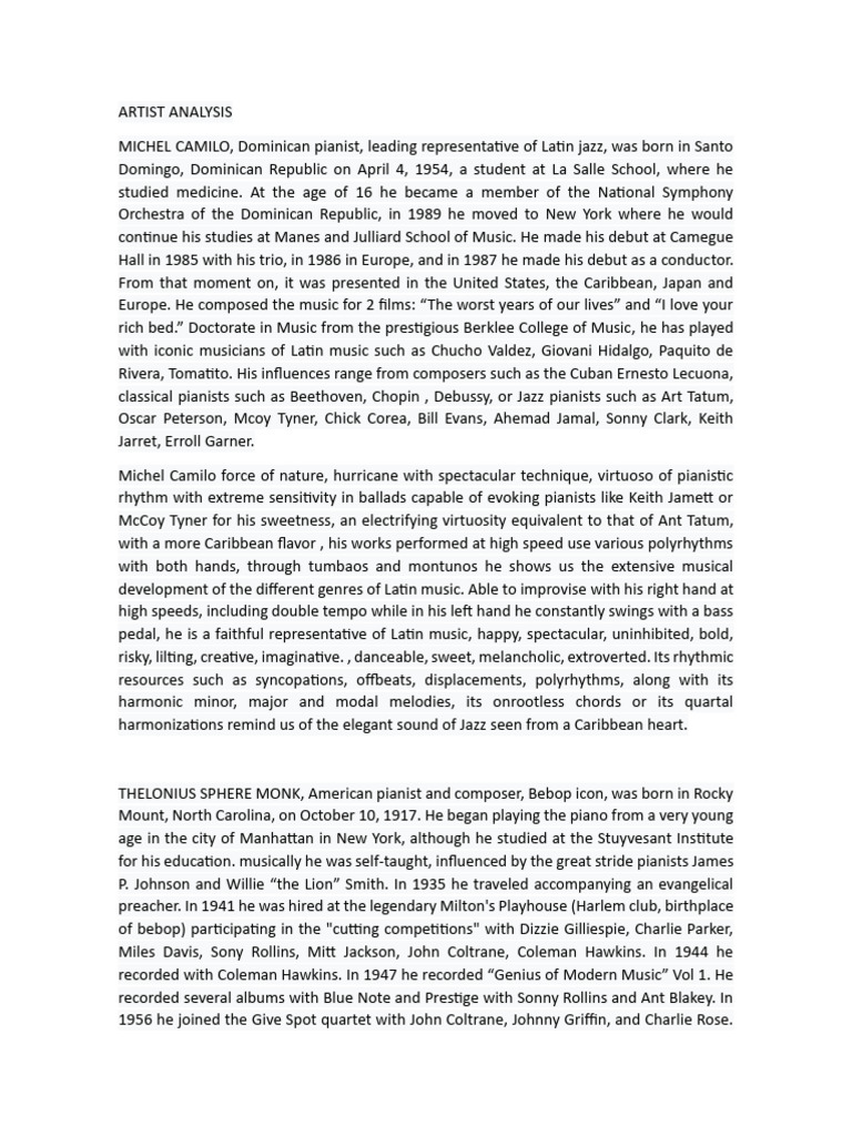 Artist Analysis | PDF