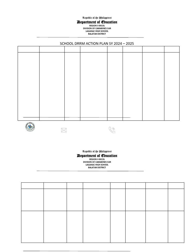 DRRM Action Plan SY 2024 2025 | PDF