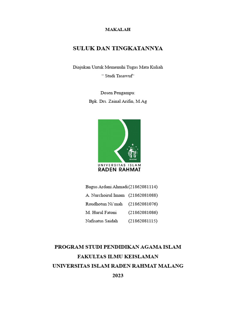 KEL - 5 Makalah Pengertian Suluk Dan Tingkatannya | PDF