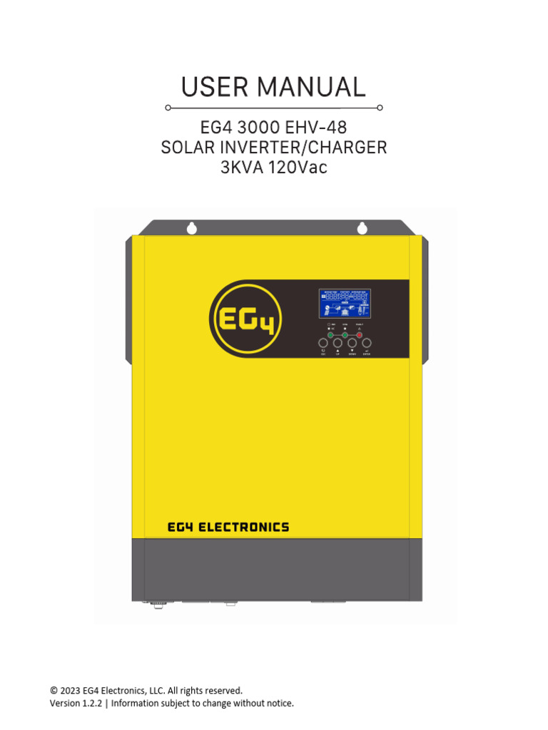 EG4 3000EHV 48 V2 Manual | PDF | Power Inverter | Battery Charger