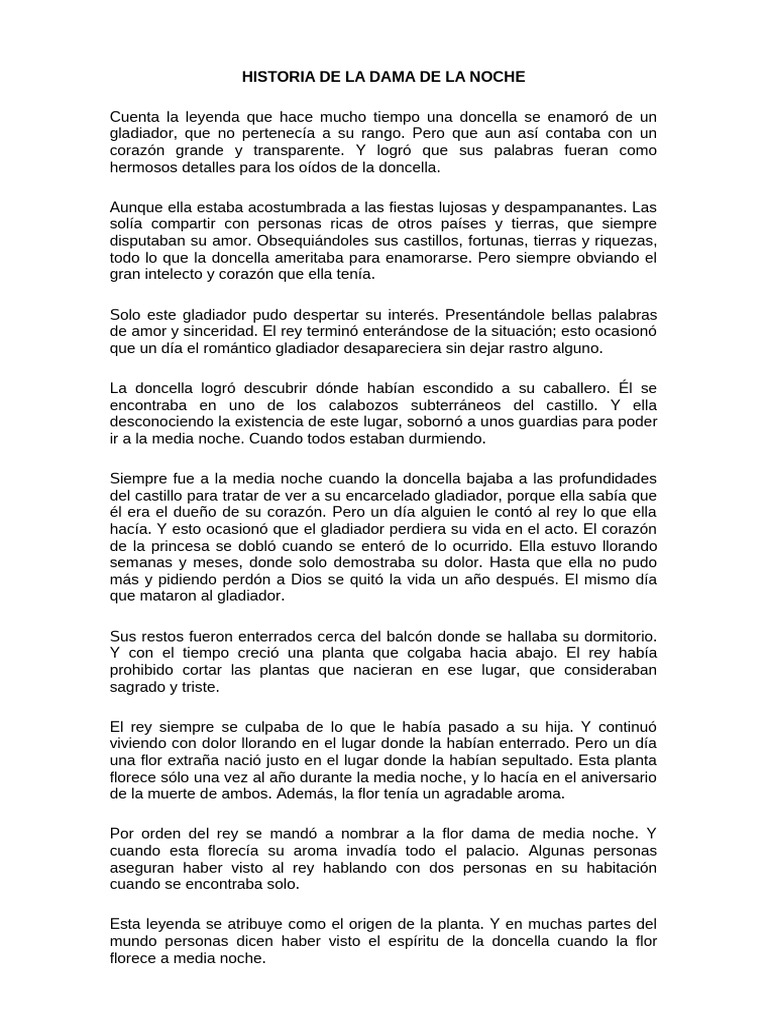 Historia de La Dama de La Noche | PDF