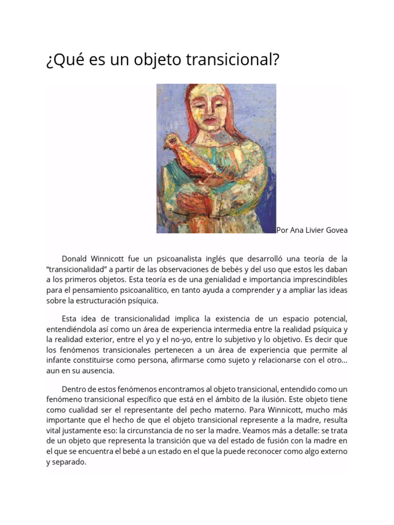 Qué Es Un Objeto Transicional | PDF