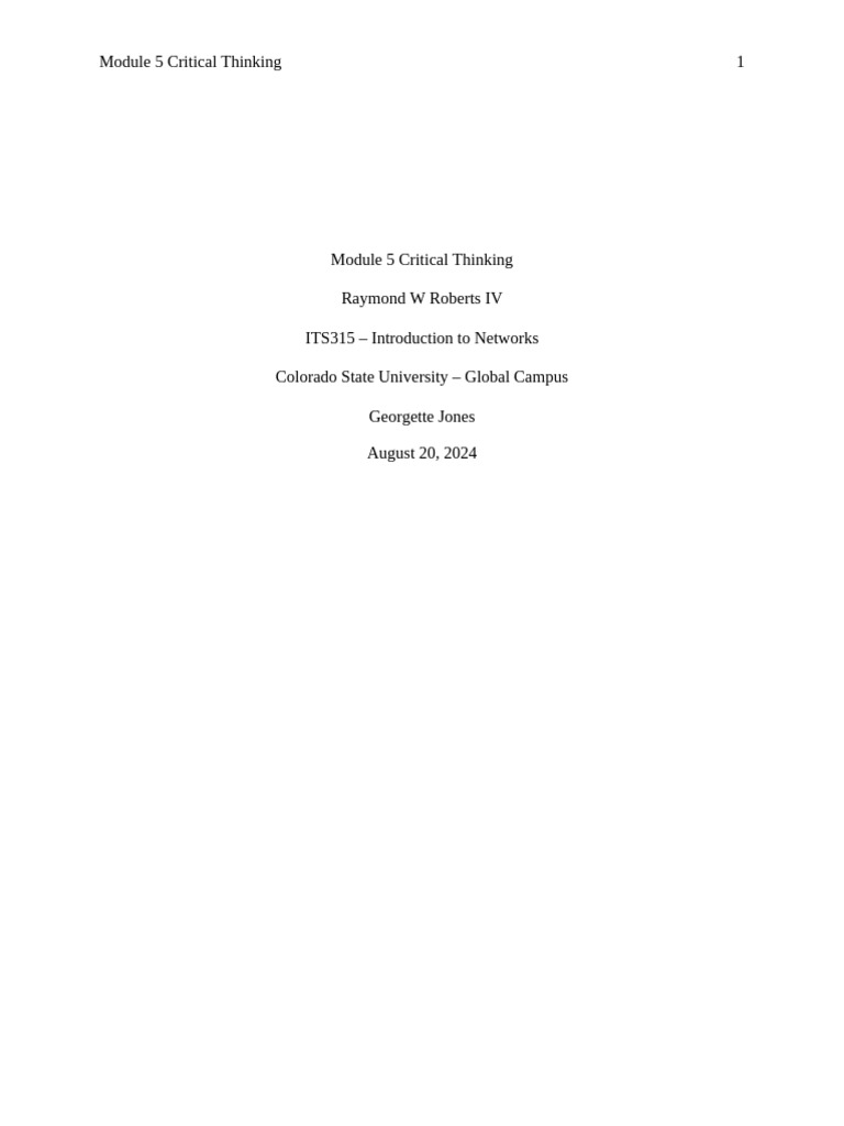 Module 5: Critical Thinking in Networking | PDF