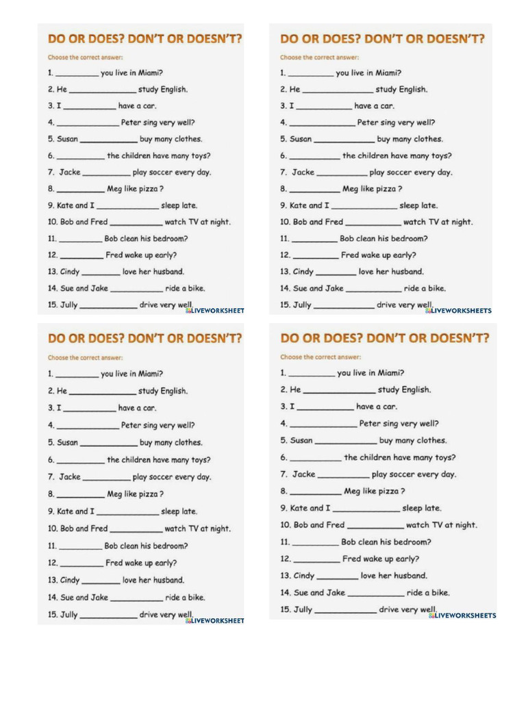 DO - DOES Ejercicios | PDF