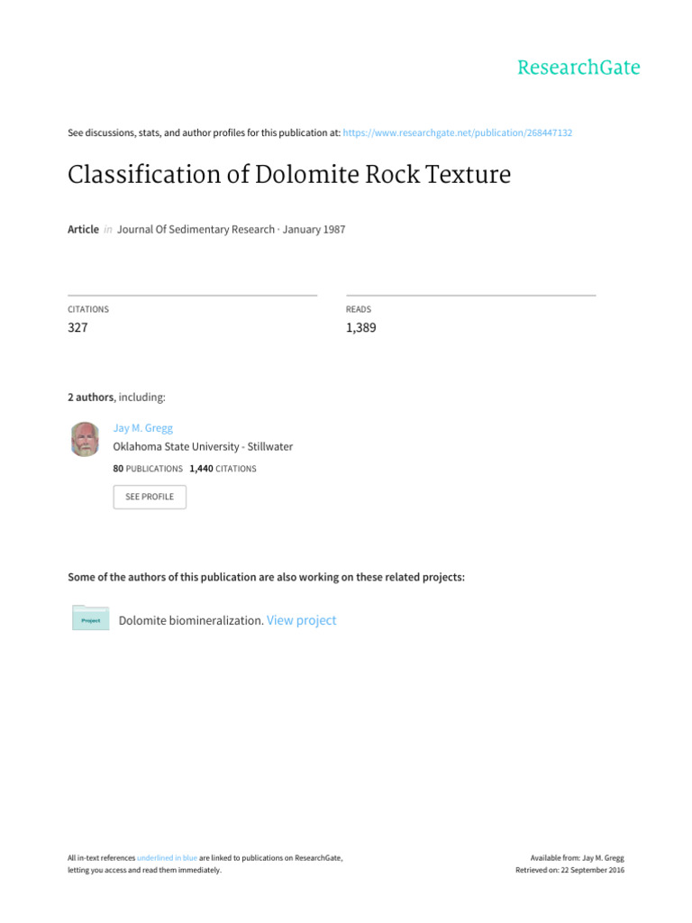 Sibley & Gregg 87 JSP - Dolomite Classification | PDF