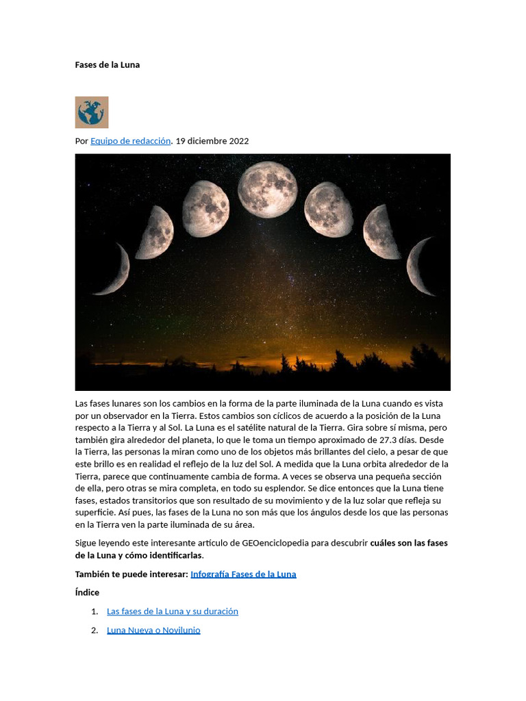 Fases de La Luna | PDF | Luna | Astronomía