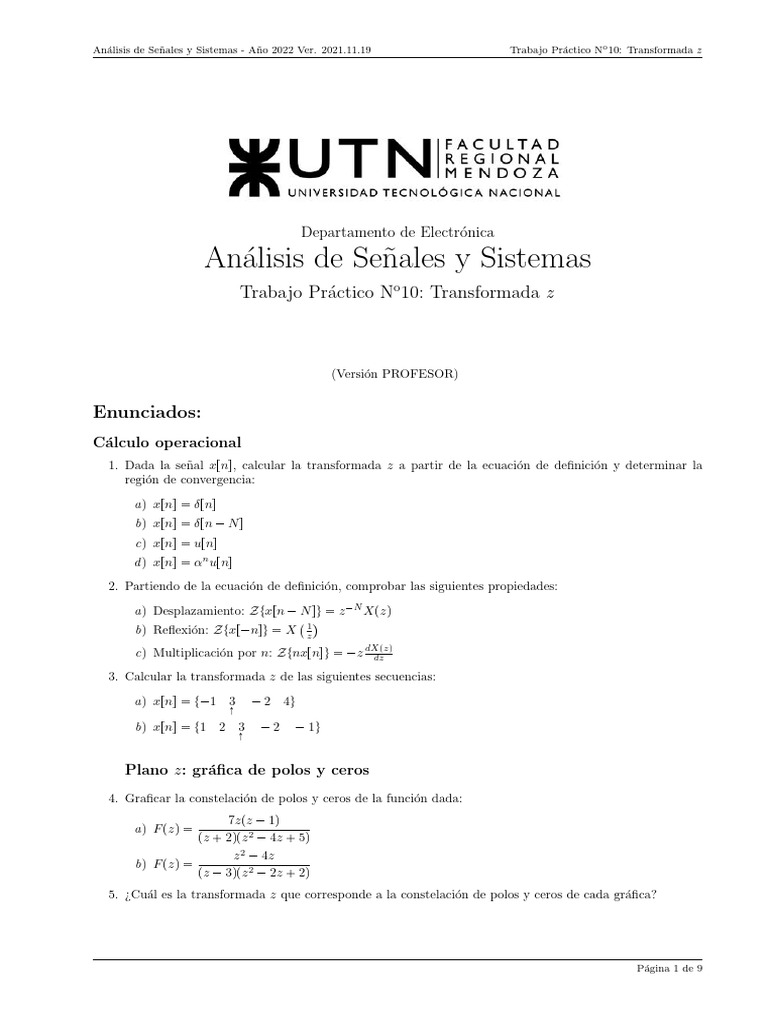 Transformada Z Ejercicios | PDF