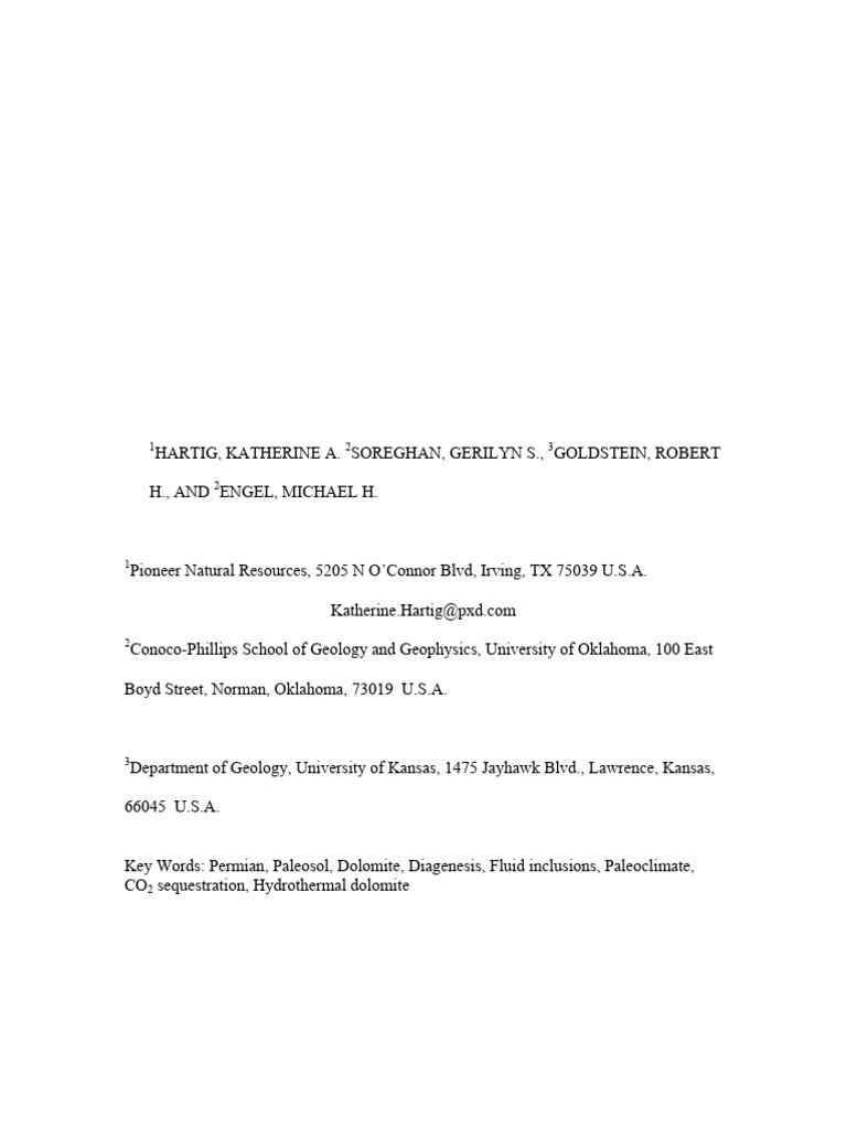 Dolomite in Permian Paleosols of The Bravo Dome Co2 Field: Permian ...