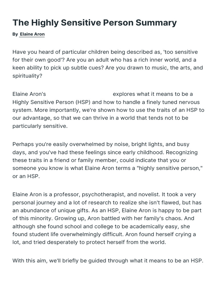 The Highly Sensitive Person | PDF