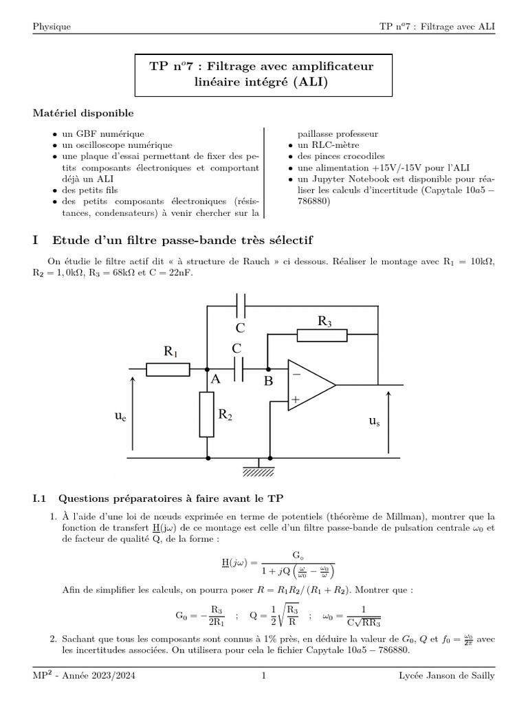 TP-7-Filtre de Rauch - Bode | PDF