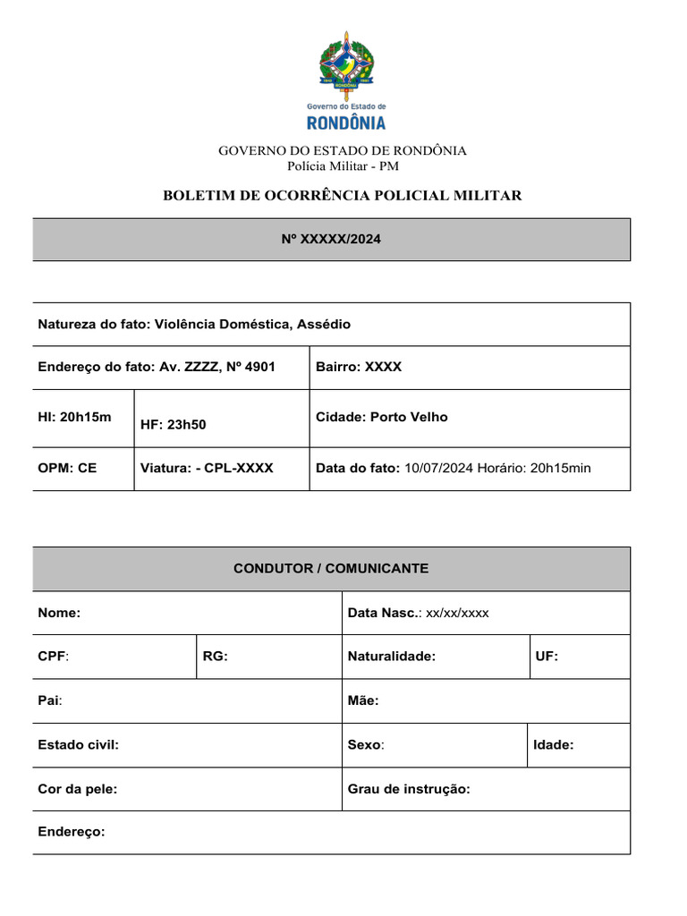 Boletim de Ocorrencia Policial Militar | PDF
