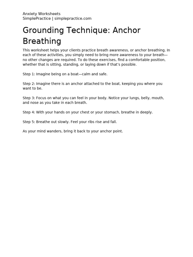 Grounding Technique - Anchor Breathing | PDF
