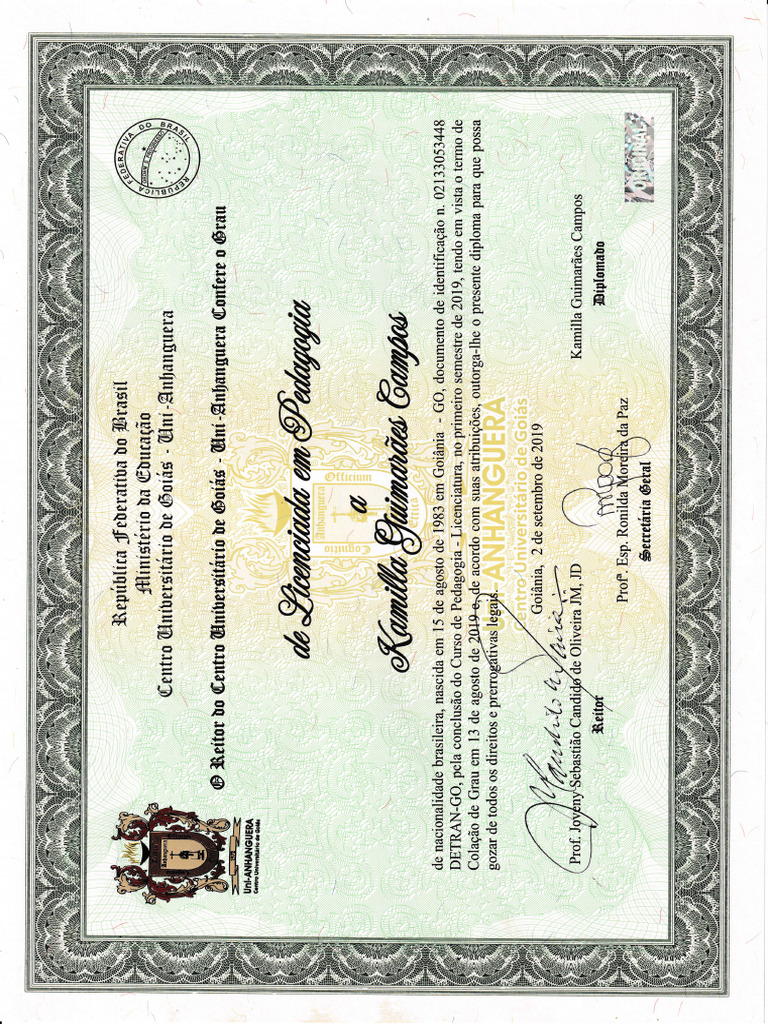 Pedagogia Diploma Frente | PDF