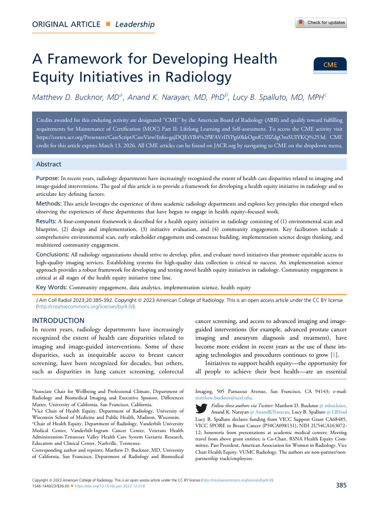 A Framework For Developing Health | PDF
