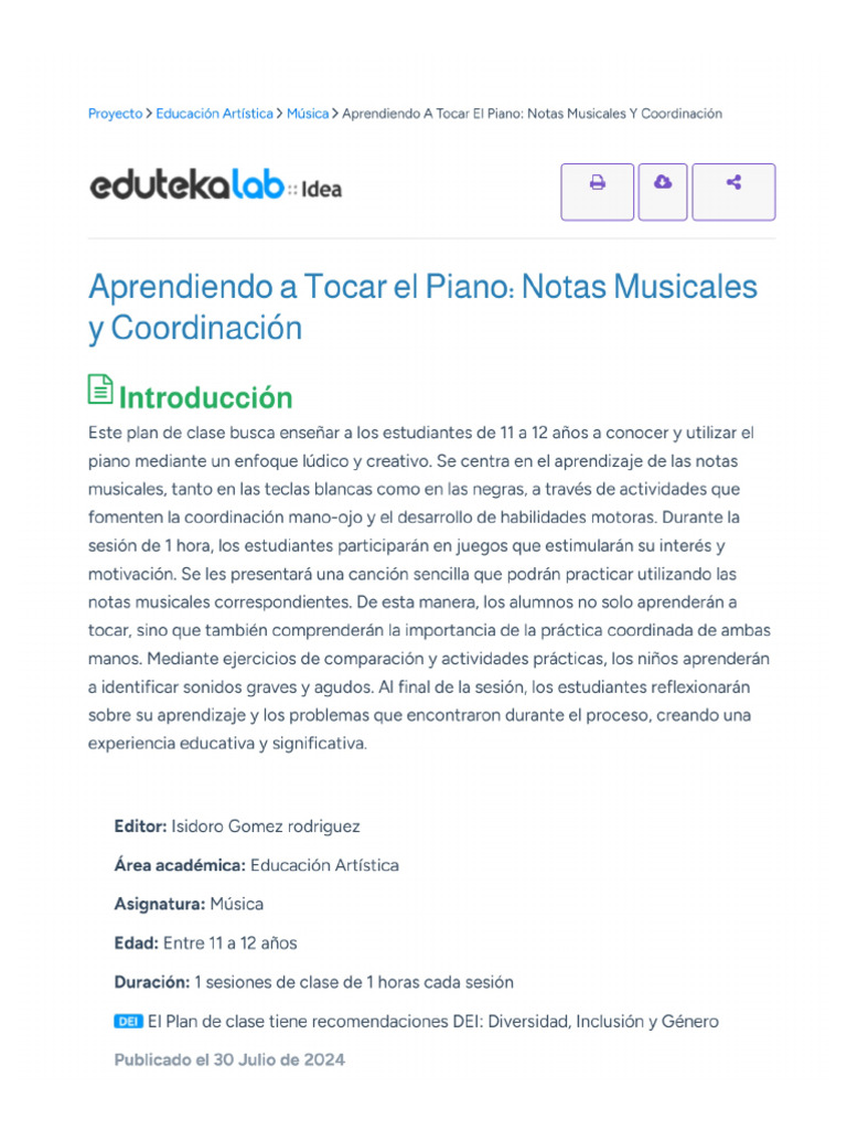 Aprendiendo A Tocar El Piano_ Notas Musicales Y Coordinación | PDF