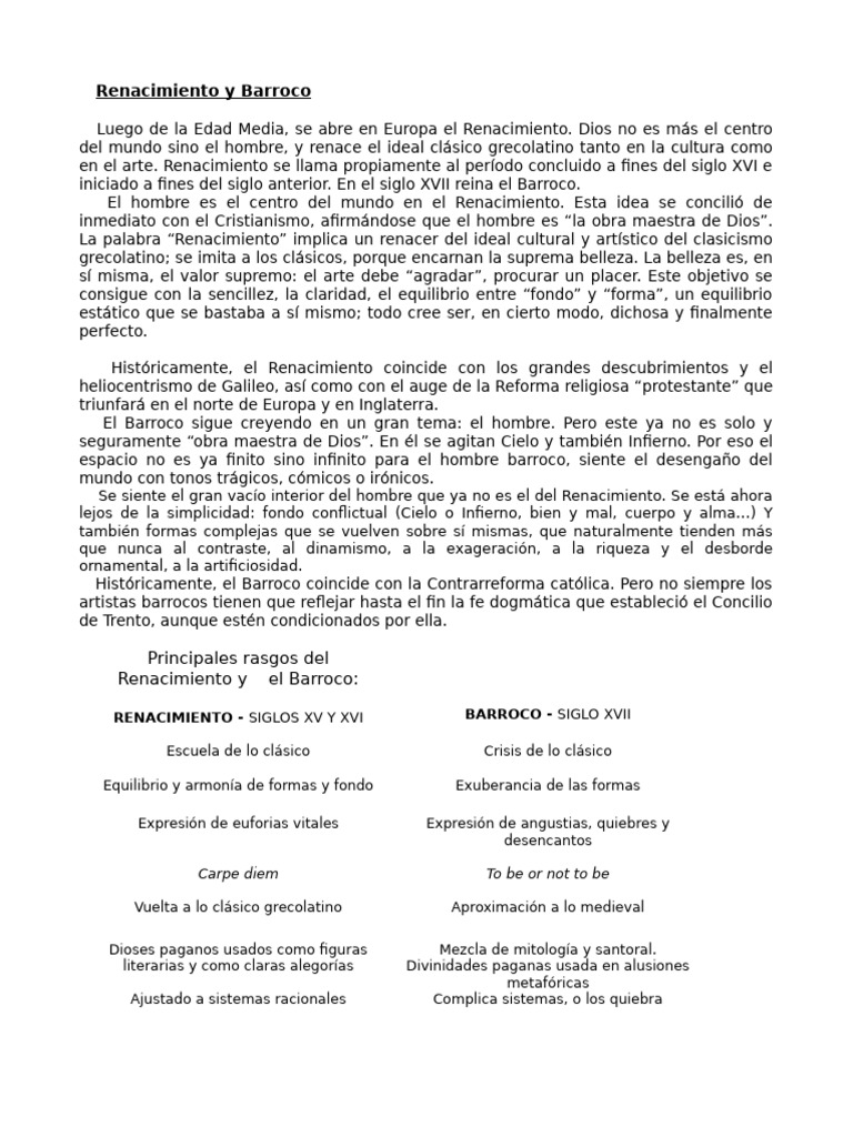 Renacimiento y Barroco | PDF