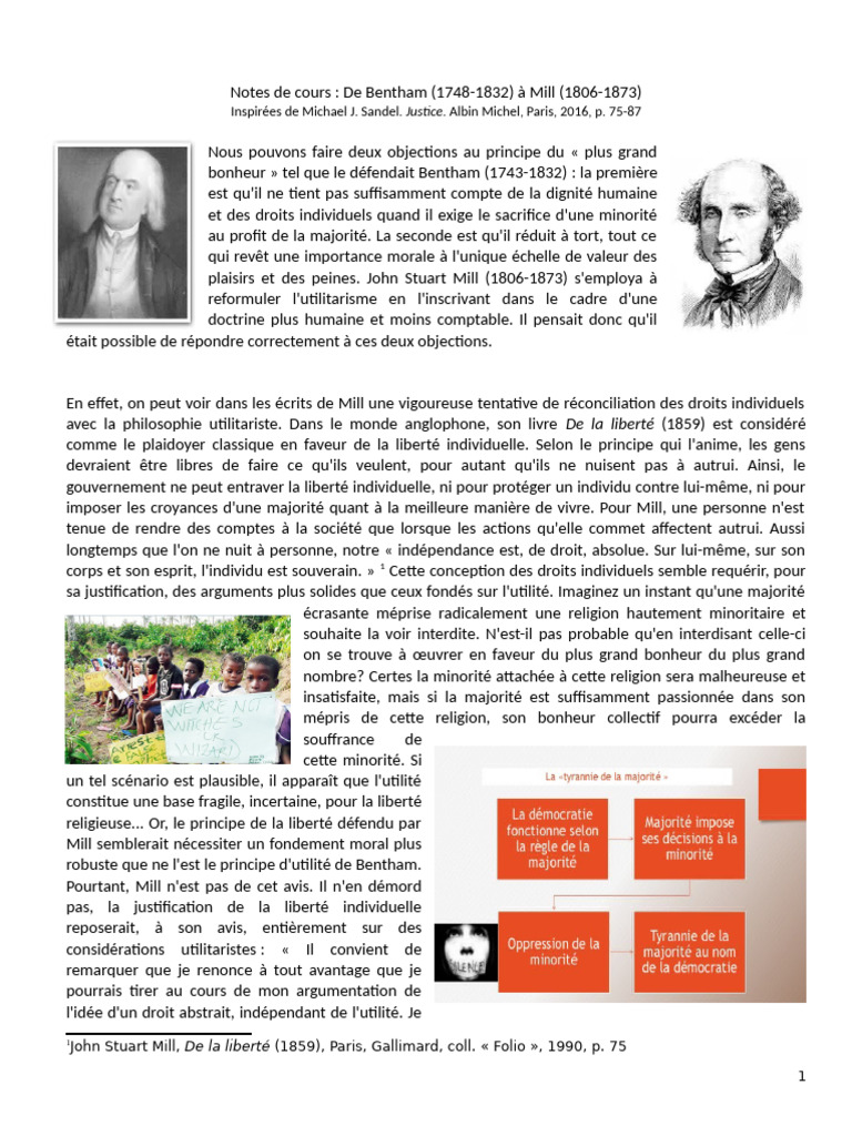 Utilitarisme et Liberté : Bentham à Mill | PDF