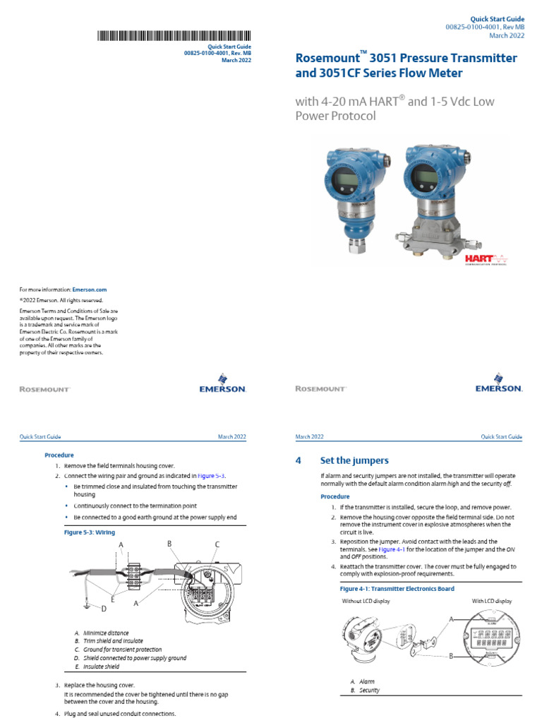 Rosemount 3051 Pressure Transmitter and 3051CF Series Flow Meter | PDF