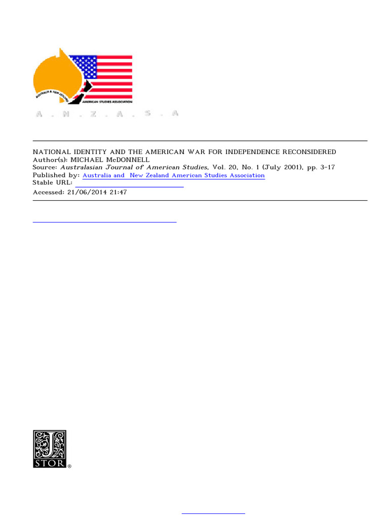 National Identity and American War of Independence | PDF | Politics
