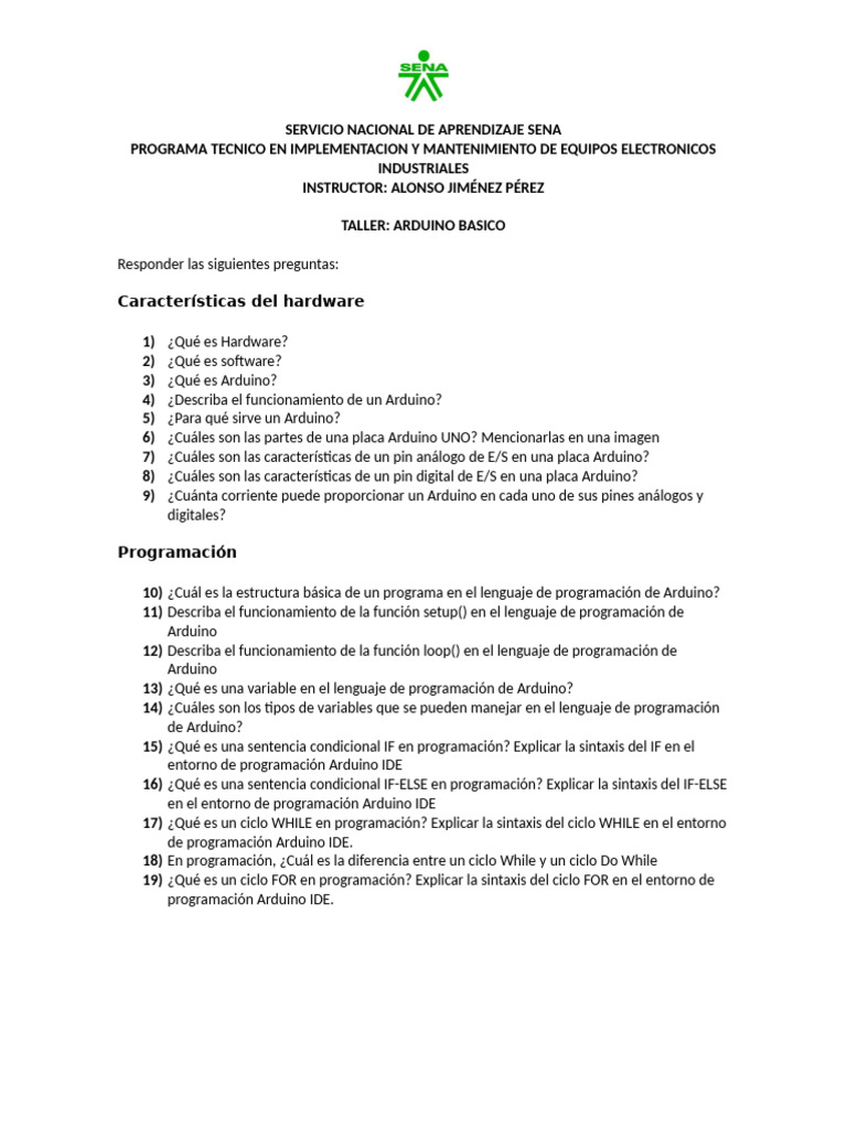 Taller Arduino Basico | PDF