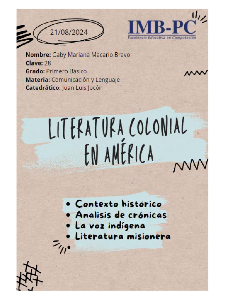 Literatura Colonial | PDF | Nueva españa | Colonización española de las ...