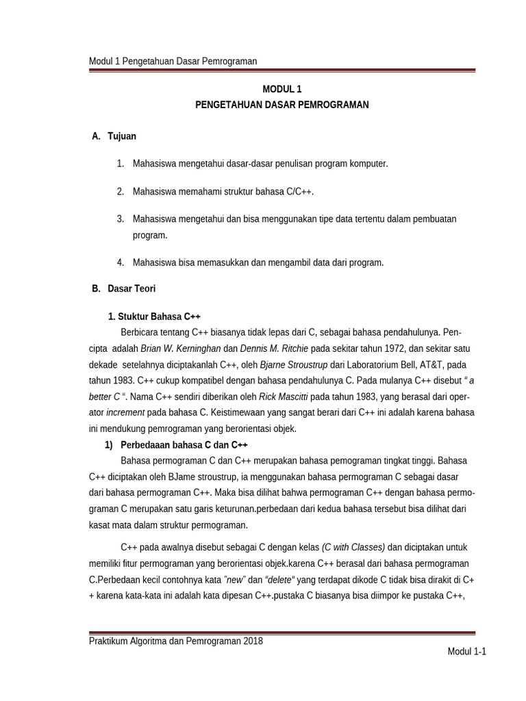 Modul I - Pengetahuan Dasar Pemrograman | PDF