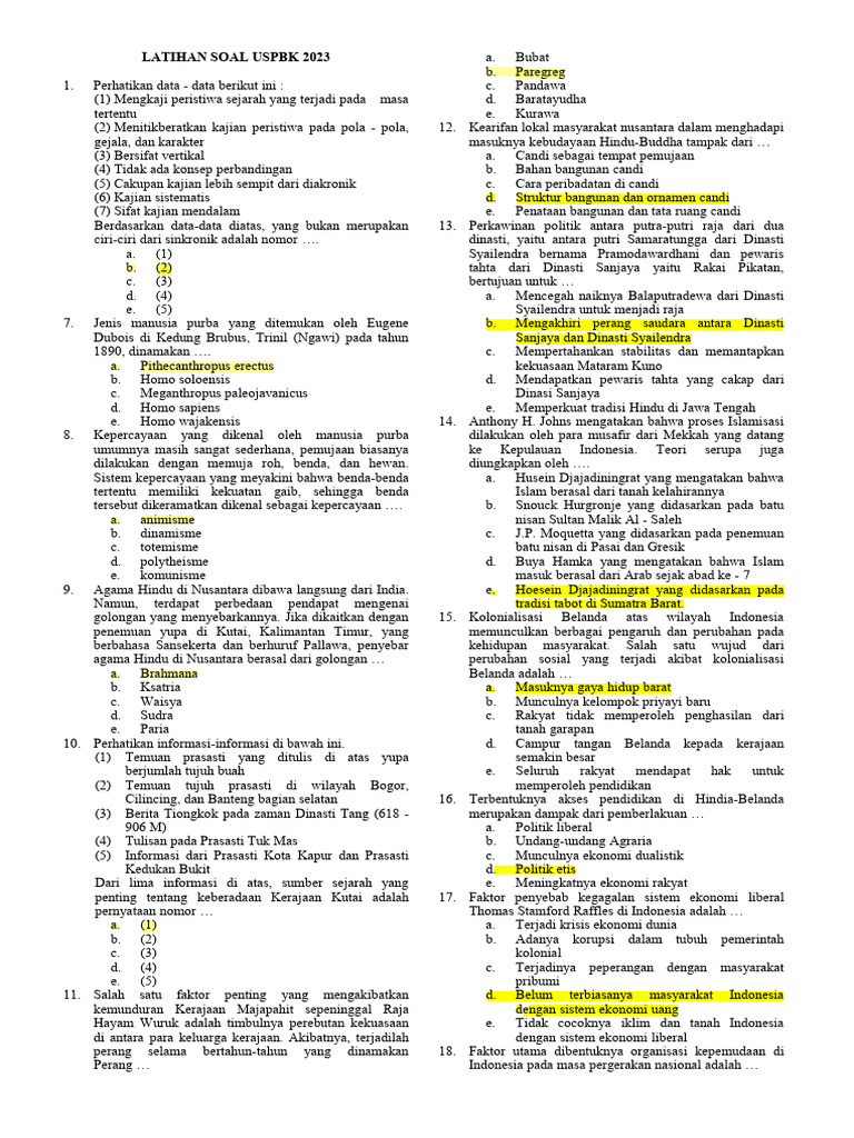 Latihan USP SEJ 2023-1 | PDF