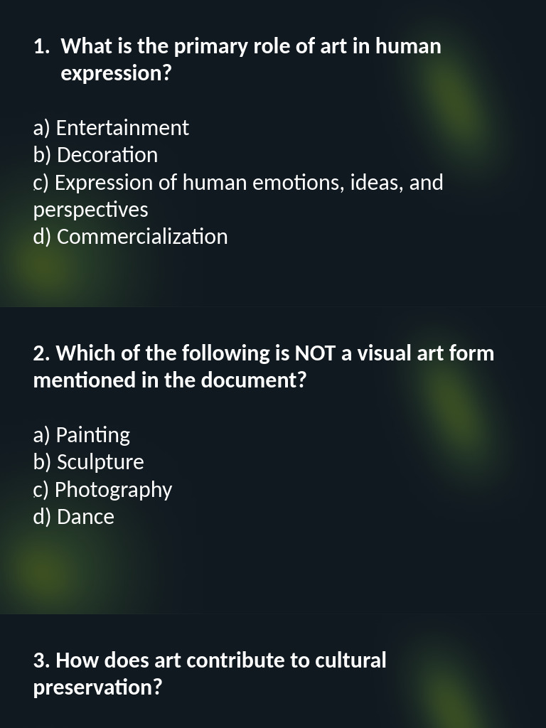 Art As Expression and Visual Arts QUESTION | PDF