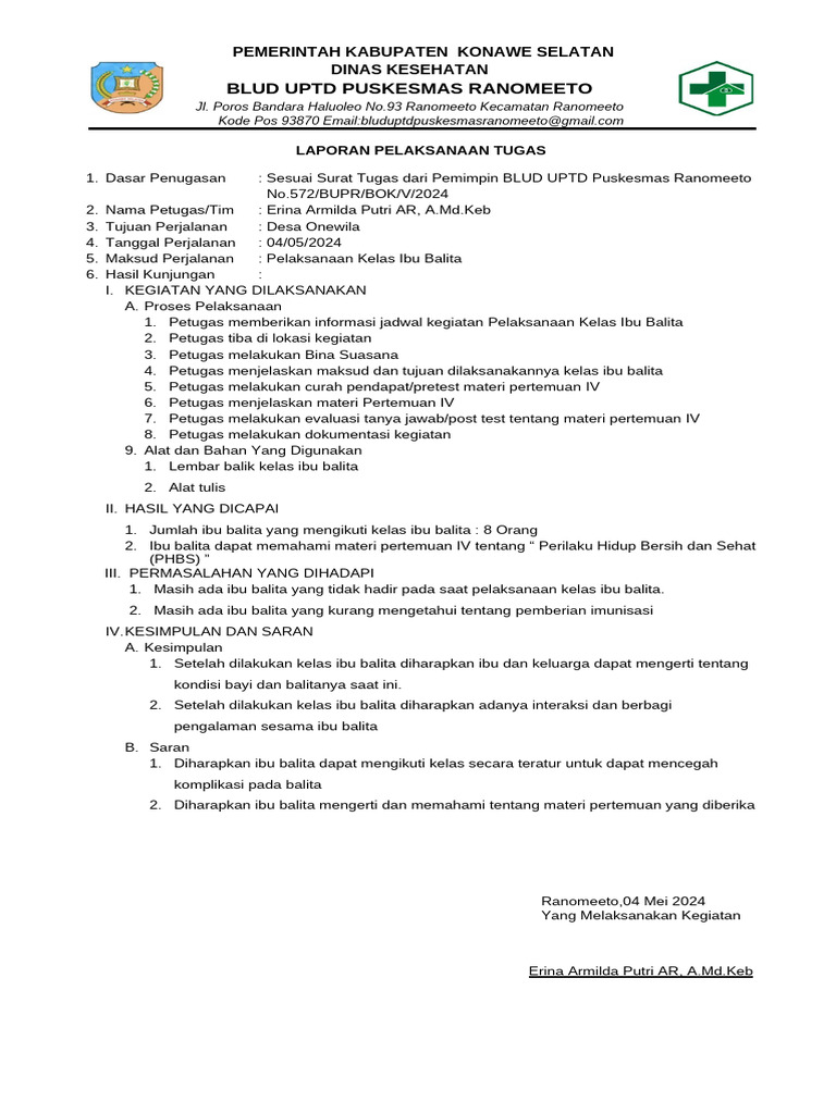 LHP Kelas Balita | PDF