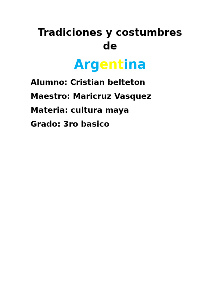 Tradiciones y Costumbres de Argentina | PDF