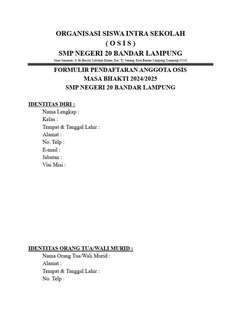 Formulir Osis'24 | PDF